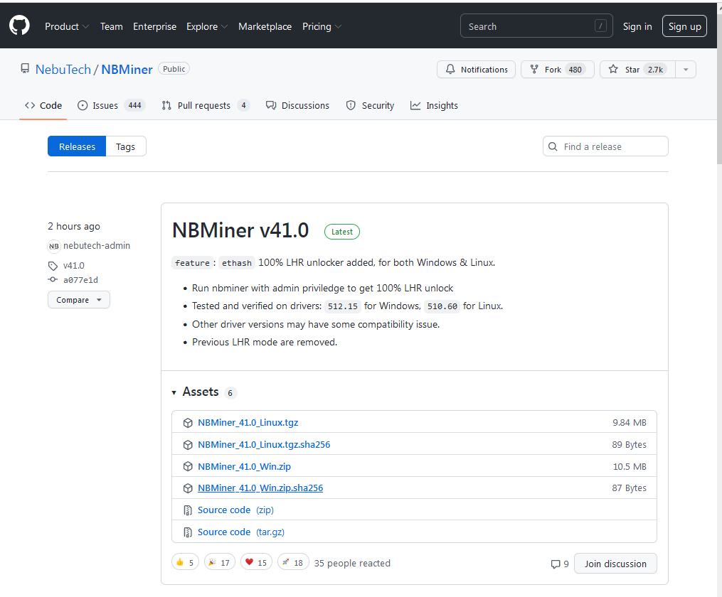 Nbminer 41.0 Windows